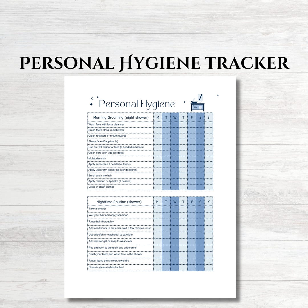 Daily Hygiene Tracker: Morning & Night Routine Checklist (PDF Download ...