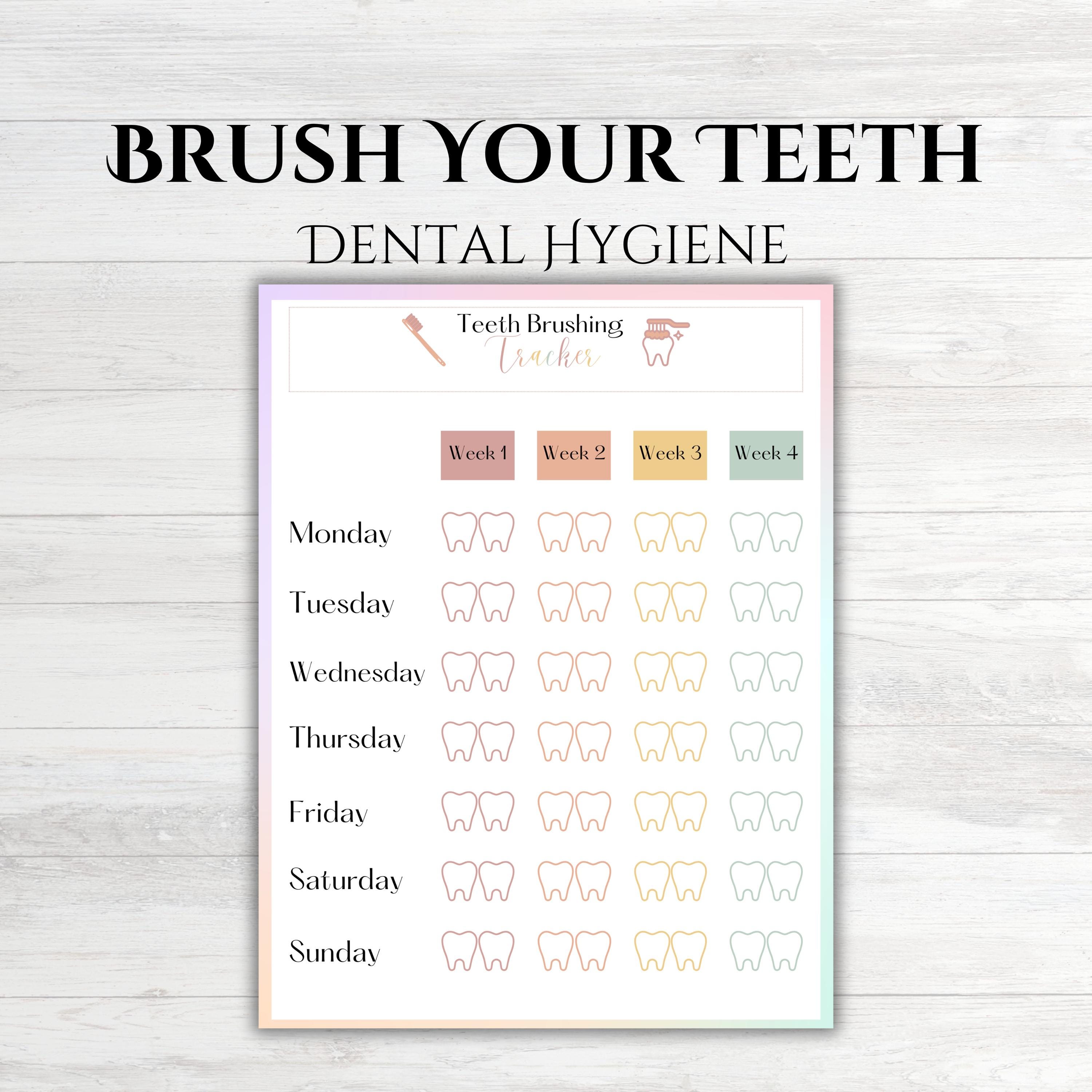 Teeth Brushing Tracker, Dental Hygiene Chart, Brush Your Teeth Helper ...
