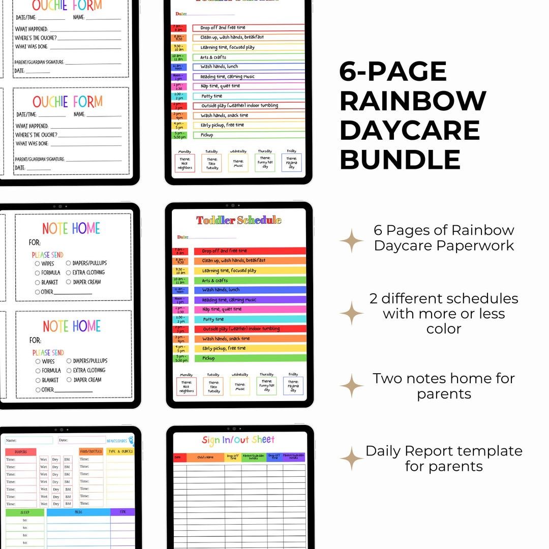 Daycare Forms Bundle, Rainbow Daycare Paperwork, Home Daycare Forms ...