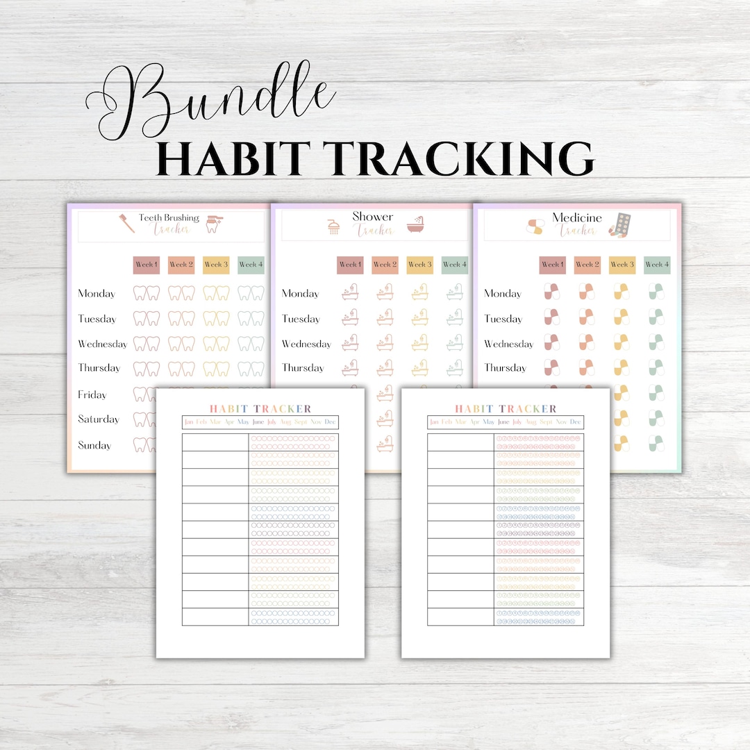 Printable Habit & Hygiene Tracker Bundle, Daily Self-care Charts ...