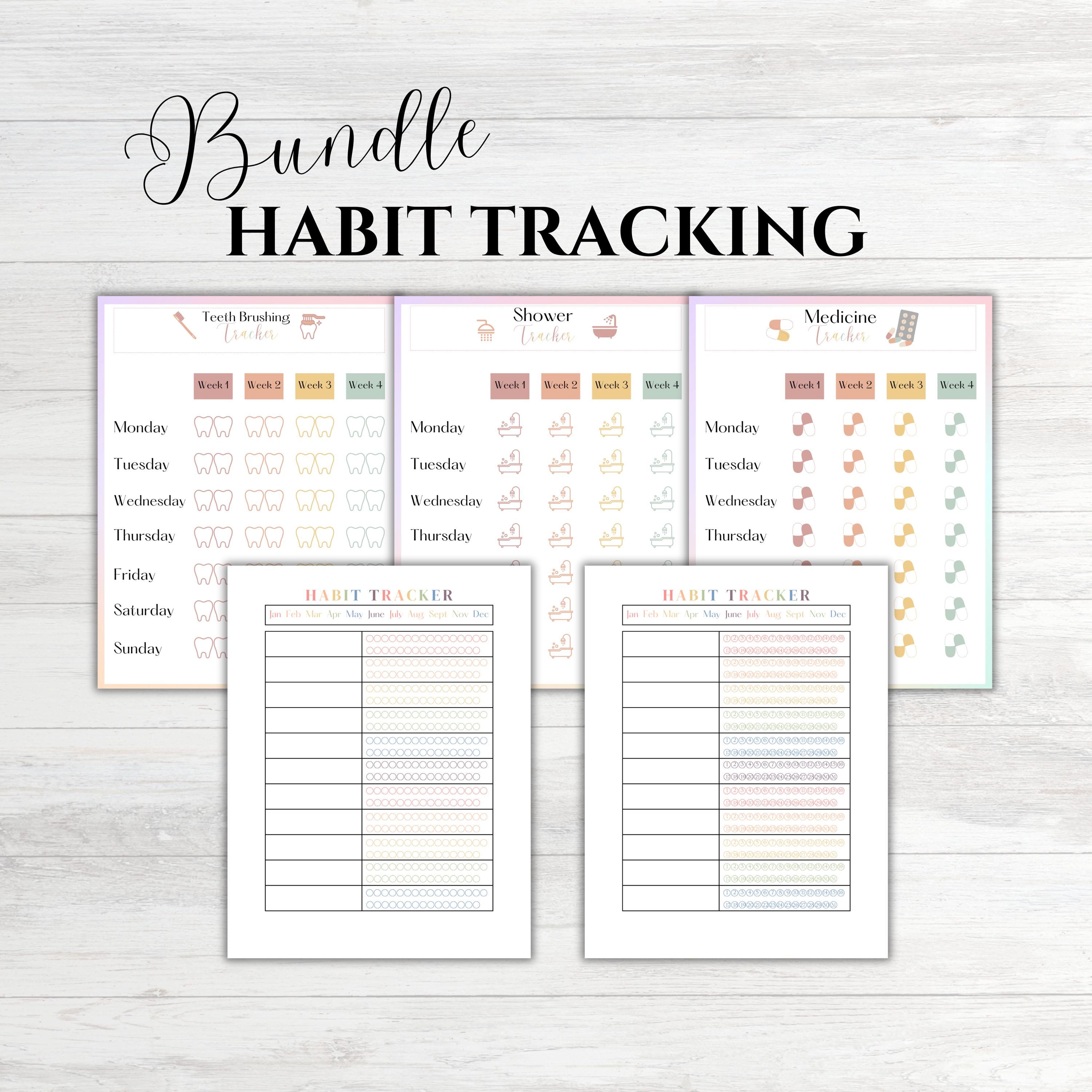 Printable Habit & Hygiene Tracker Bundle, Daily Self-care Charts ...
