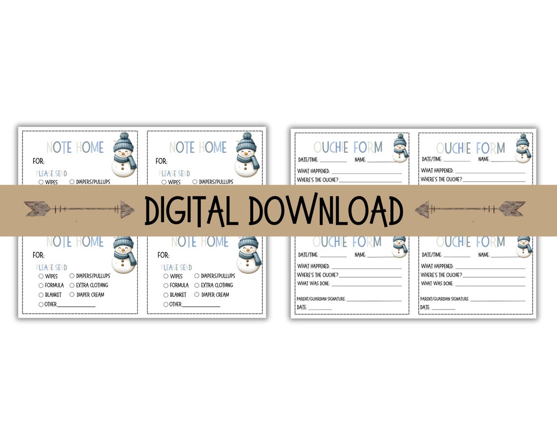 Daycare Note Home, Daycare Note Reminder, Quick Note Home, Ouchie ...