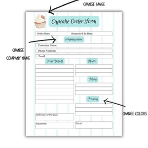 Cupcake Order Form: Editable Canva Template (digital Download) - Etsy