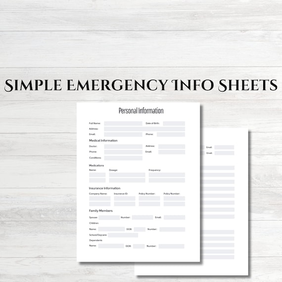 Carpeta De Emergencia Imprimible Para Hoja De Perfil Personal