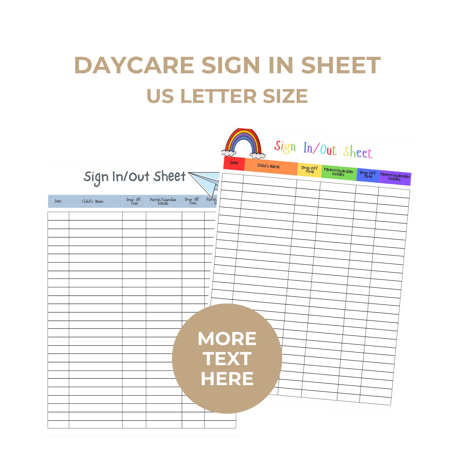 Daycare Sign in Sheet, Sign in Form, Sign in Sheet Daycare, Sign in and ...