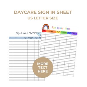 Daycare Sign in Sheet, Sign in Form, Sign in Sheet Daycare, Sign in and ...