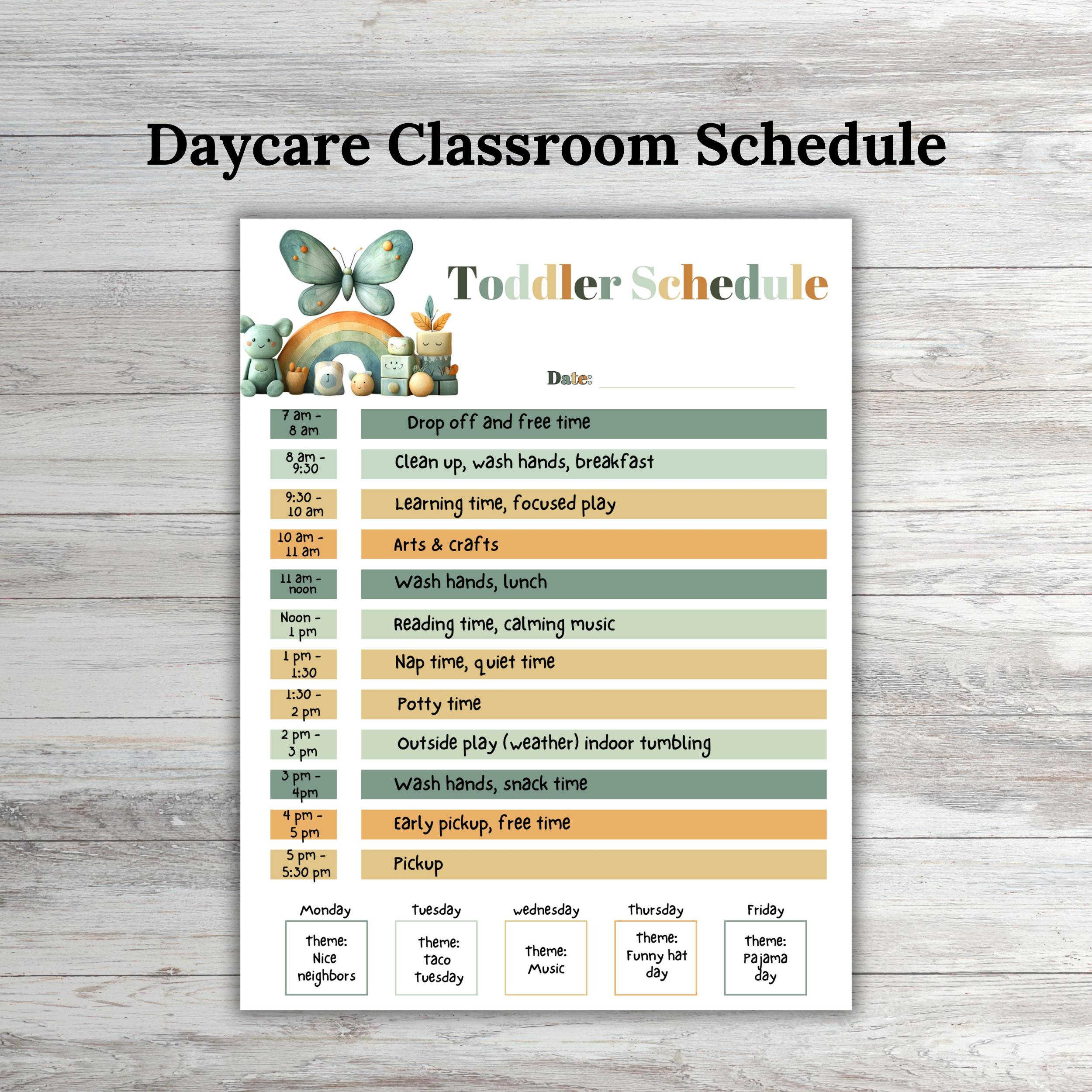 Daily Daycare Schedule, Child Care Schedule, Toddler Classroom, Canva ...