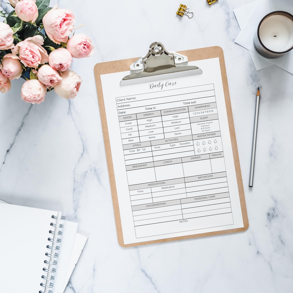 Care Giver Log Sheet, Elderly Care Worksheet, Patient Caregiving Log ...