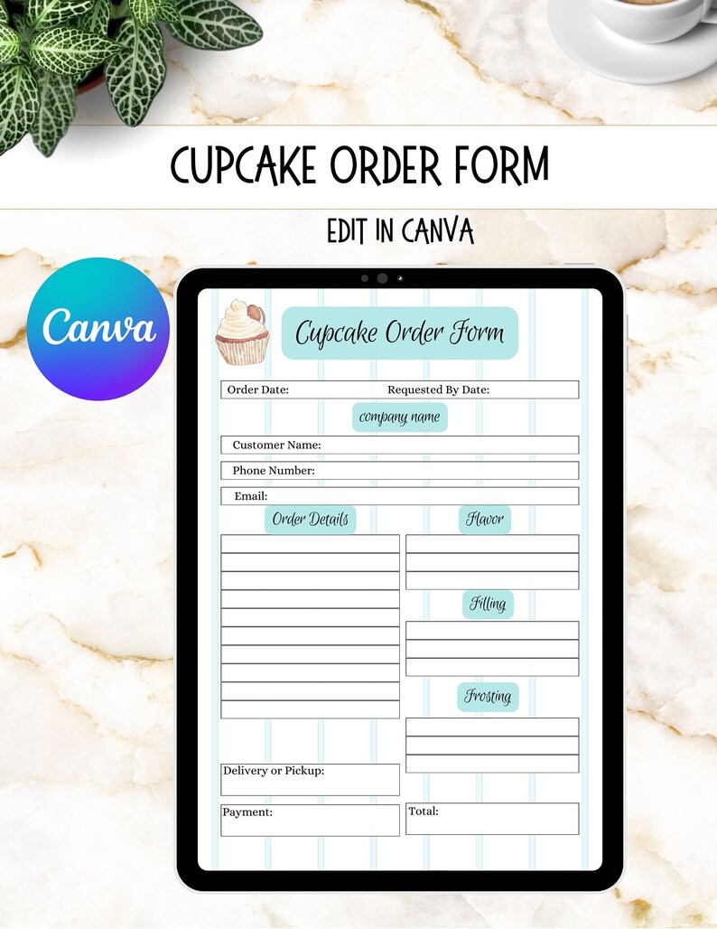 Cupcake Order Form: Editable Canva Template (digital Download) - Etsy