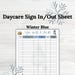 Winter Blue Daycare Sign In/out Sheet: Printable Childcare Forms (PDF ...