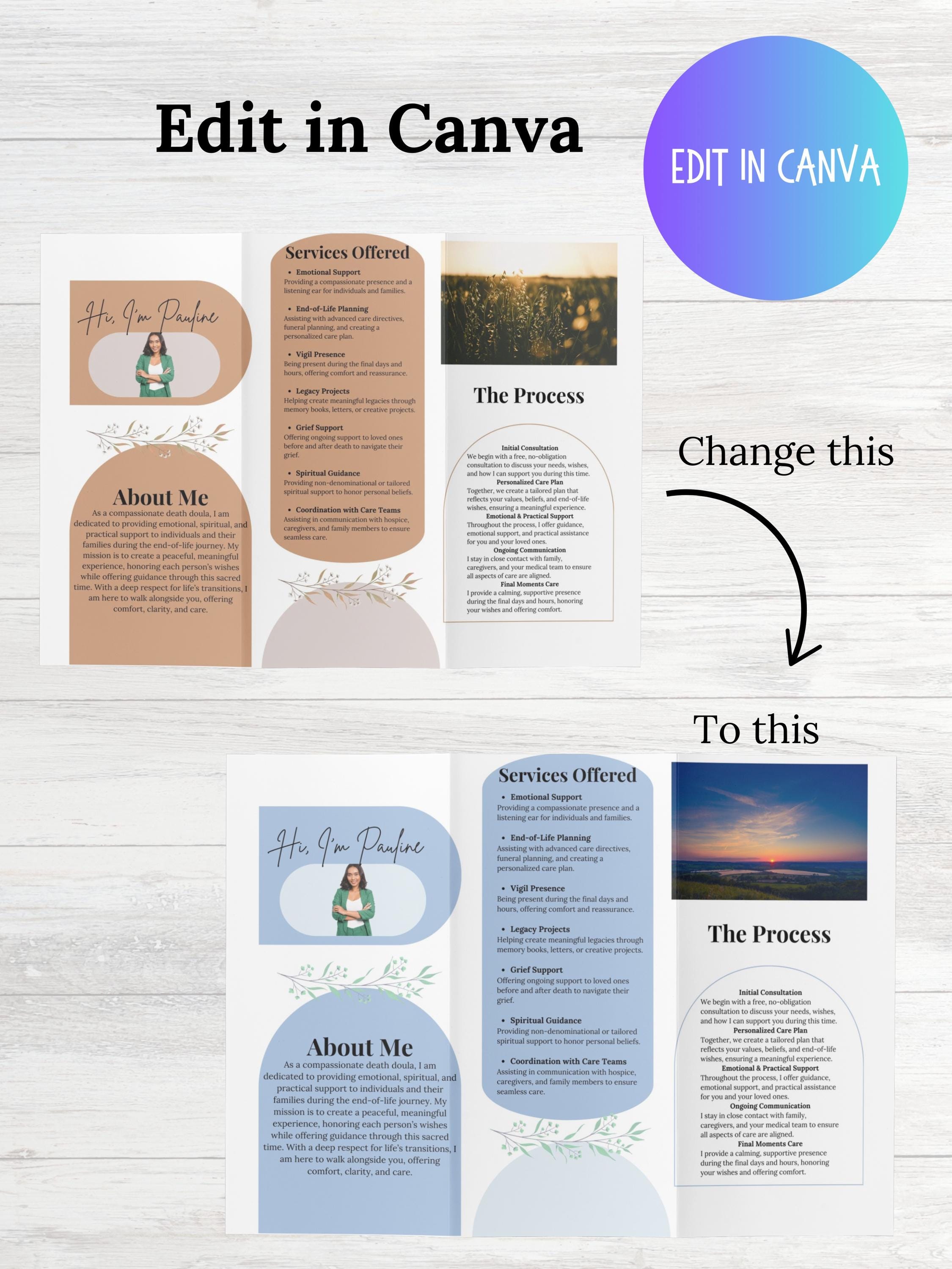 Death Doula Brochure, Editable Canva Template, End-of-life Doula ...