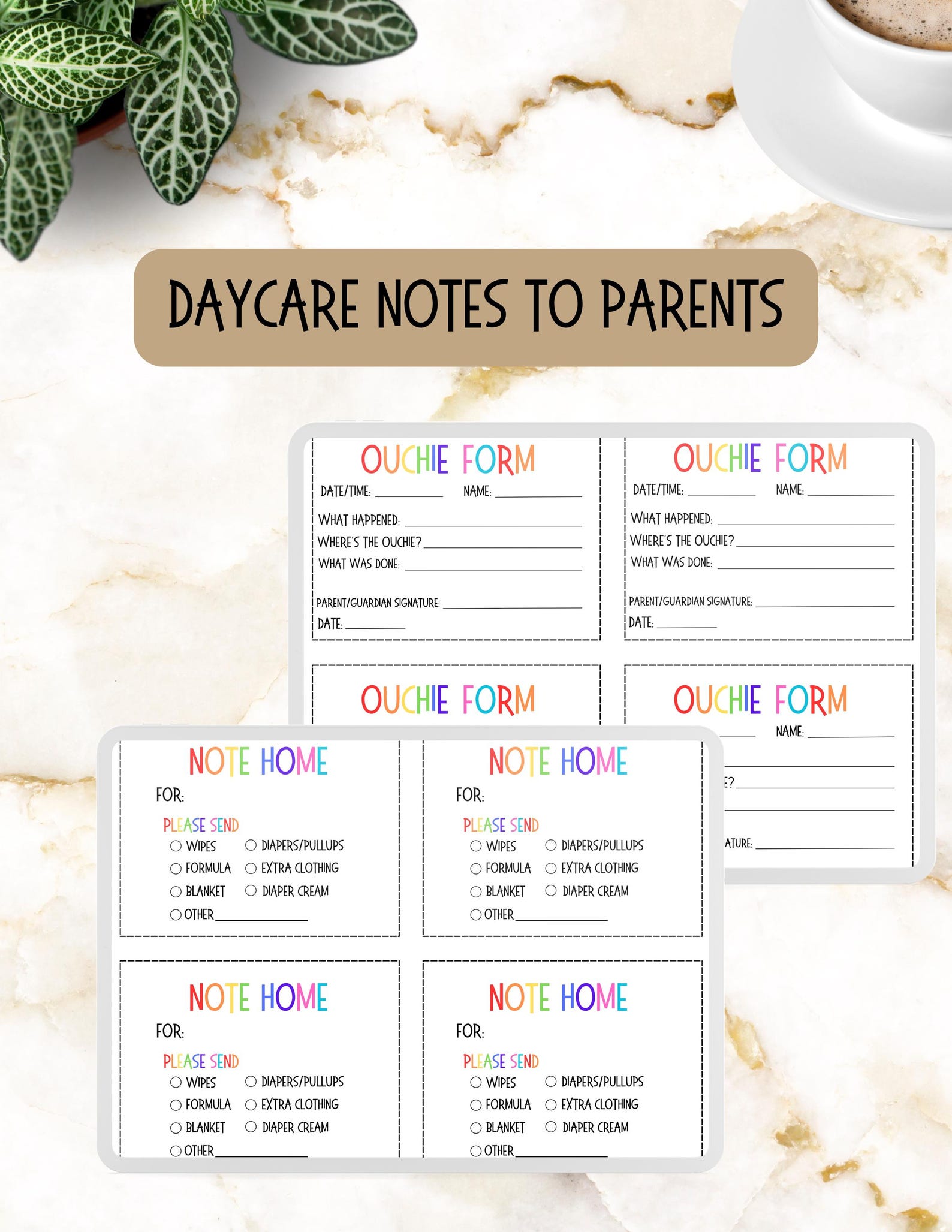 Daycare Note Home, Daycare Center Forms, Childcare Forms, Home Daycare ...