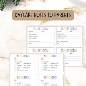 Daycare Note Home, Daycare Center Forms, Childcare Forms, Home Daycare ...