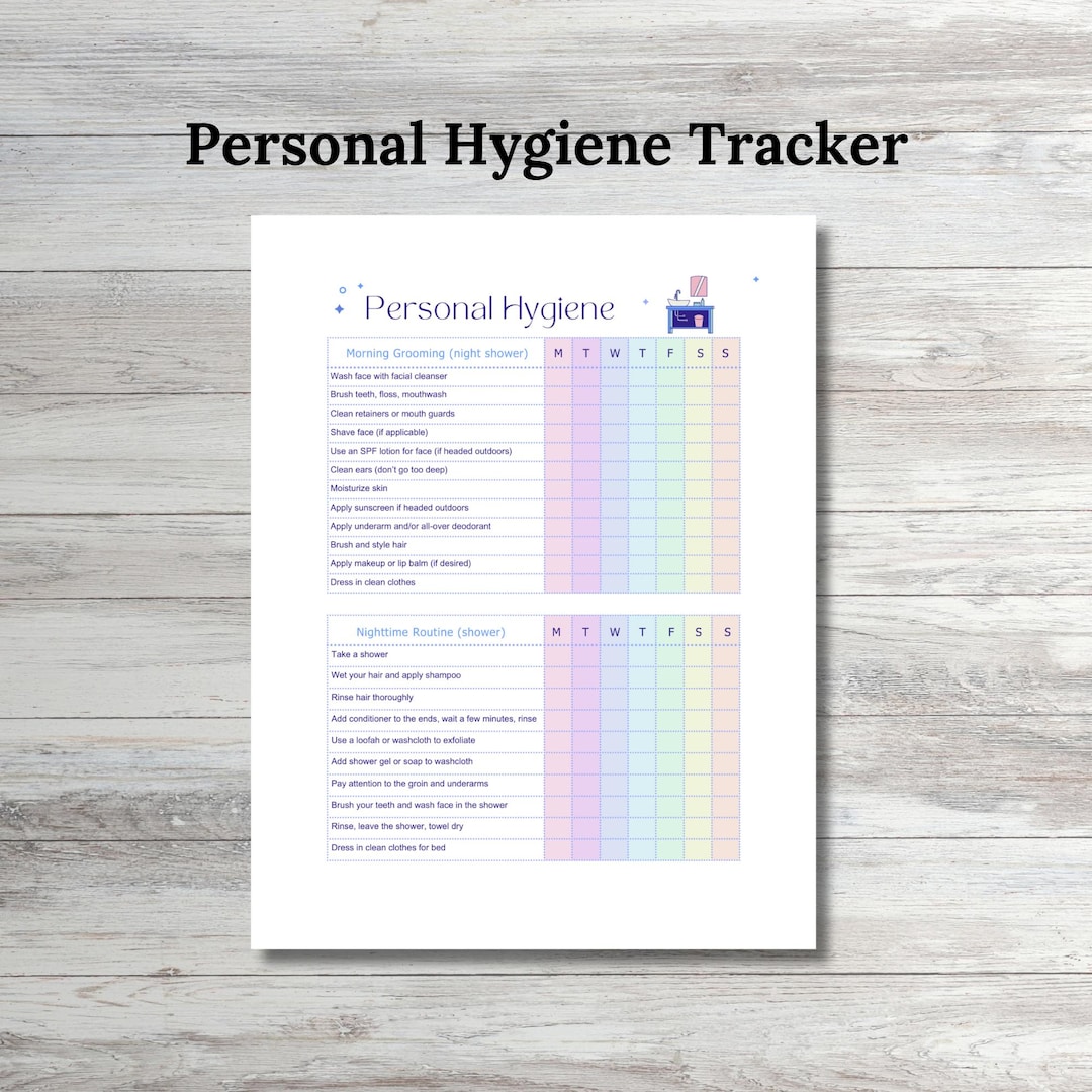 Personal Hygiene Tracker, Hygiene Adult, Hygiene Student, Colorful ...