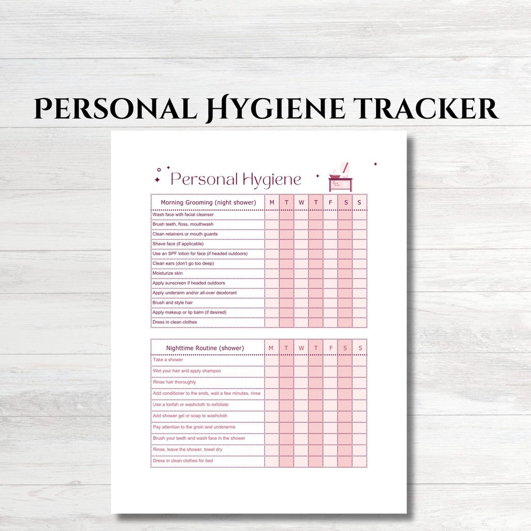 Self-care Routine Tracker, Daily Hygiene Log for Adults and Kids, Cute ...