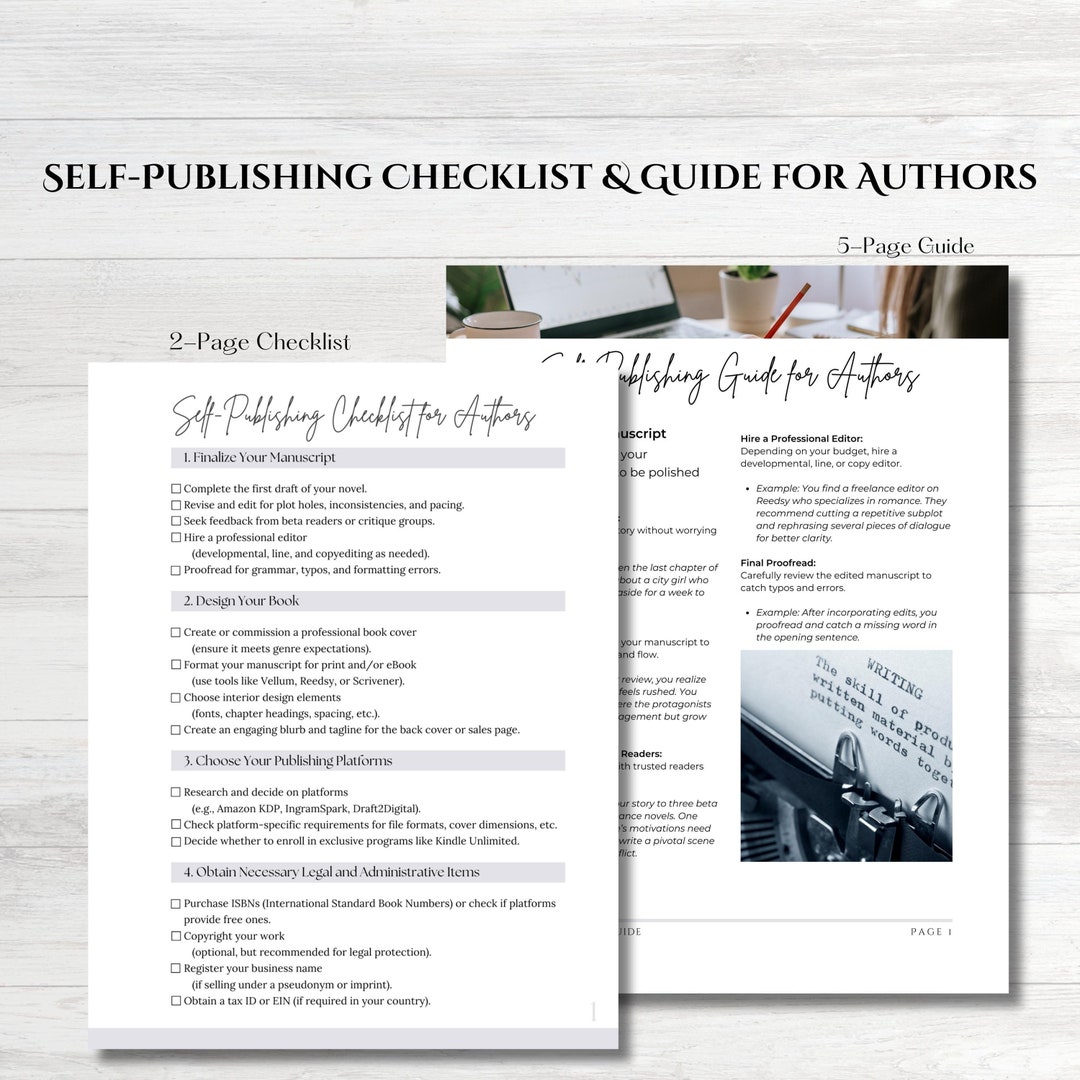 Self Publishing Checklist & Guide, Aspiring Author Checklist, Self ...
