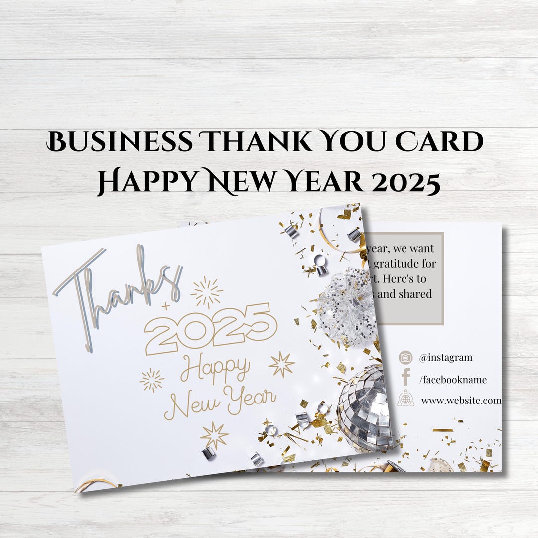 New Year 2025 Business Thank You Card (canva Template) - Etsy