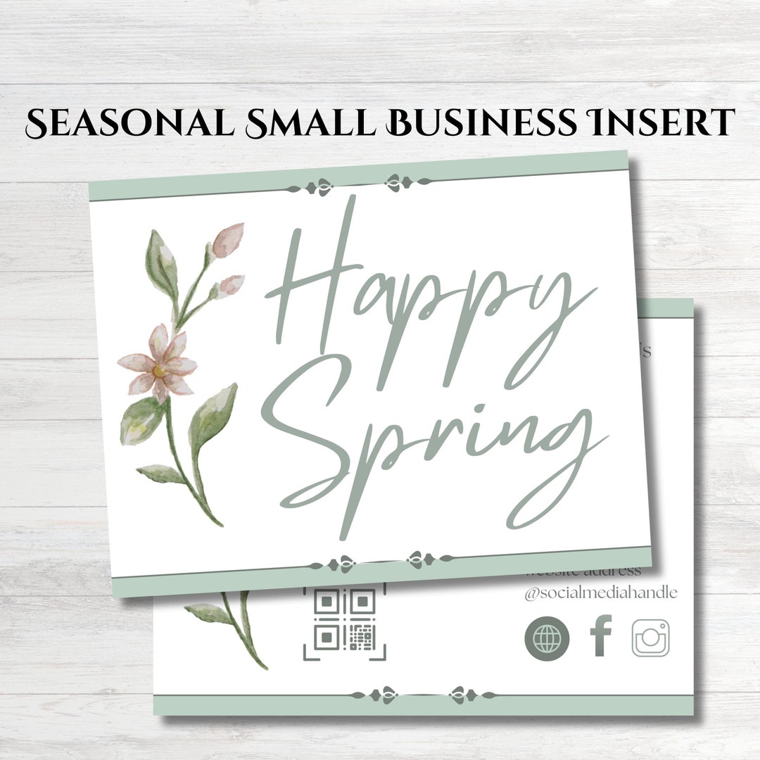 Spring Thank You Card: Business Packaging Insert (canva Editable) - Etsy