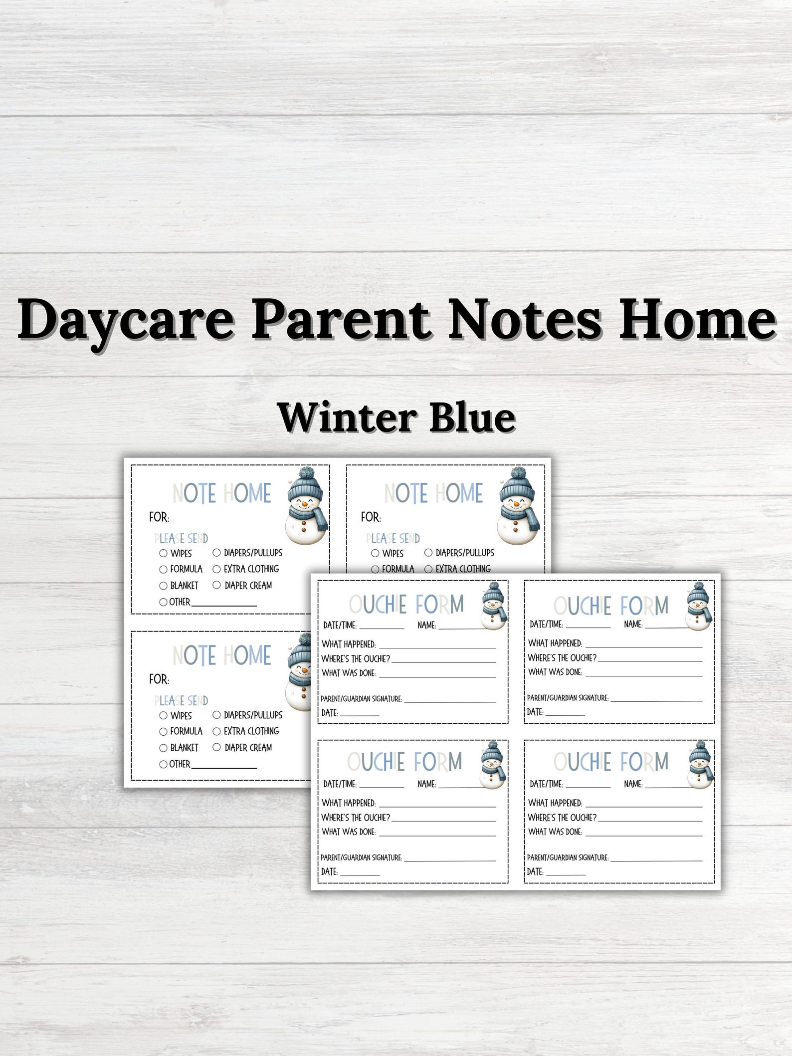 Daycare Note Home, Daycare Note Reminder, Quick Note Home, Ouchie ...