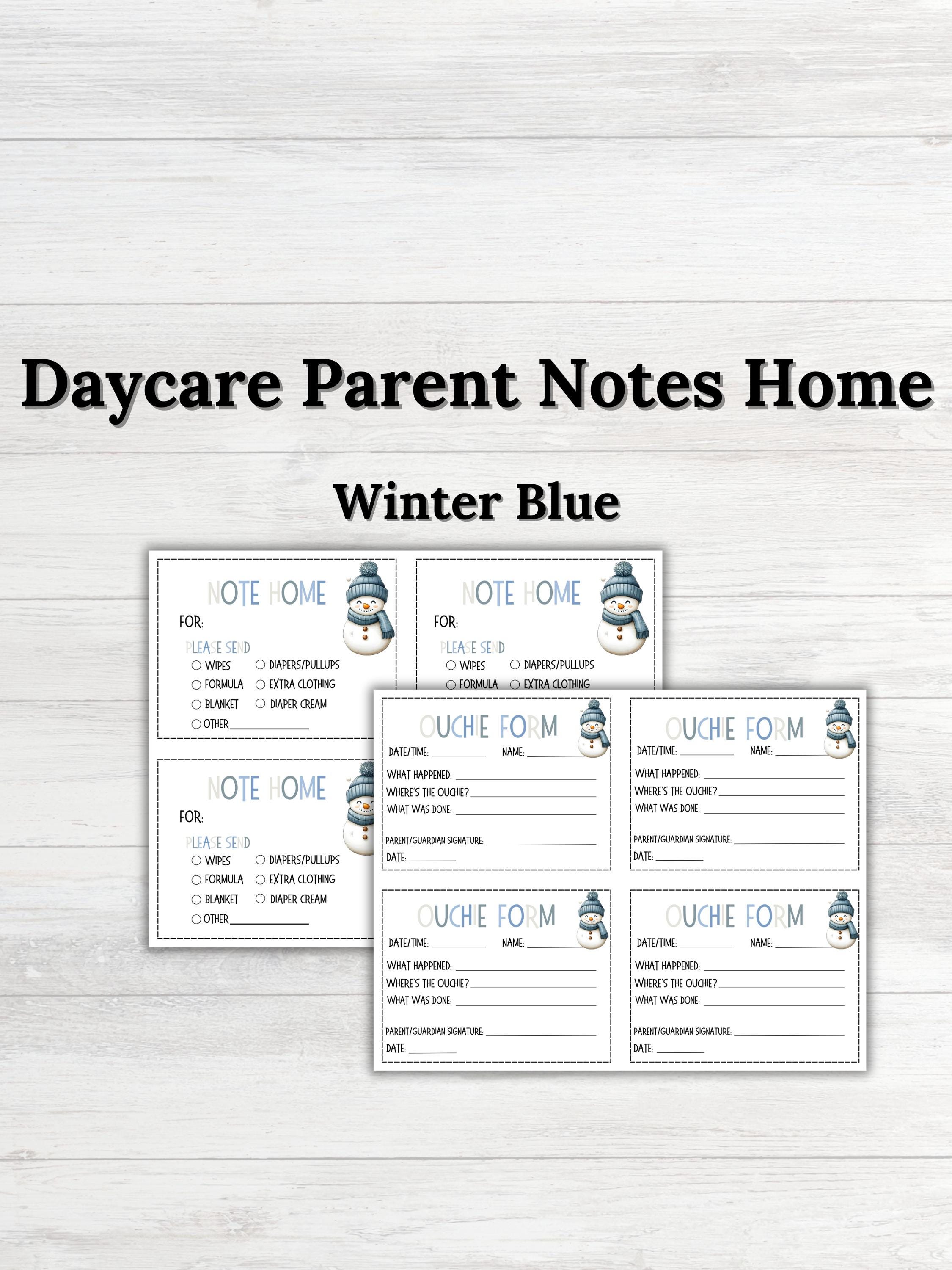 Daycare Note Home, Daycare Note Reminder, Quick Note Home, Ouchie ...