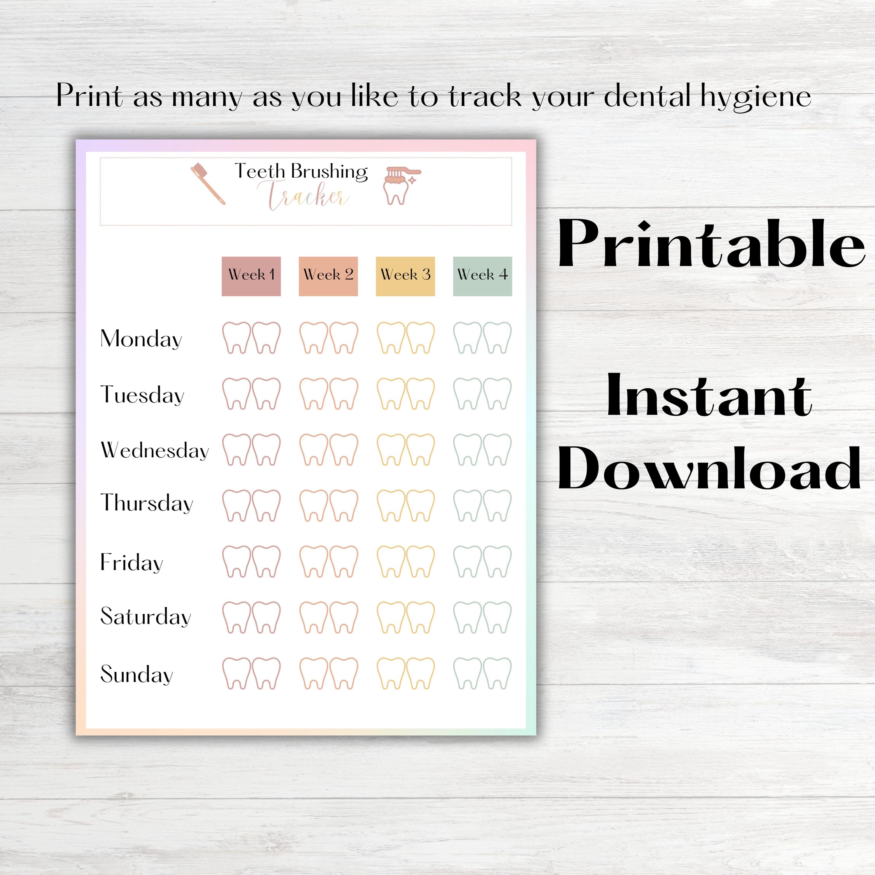 Teeth Brushing Tracker, Dental Hygiene Chart, Brush Your Teeth Helper ...