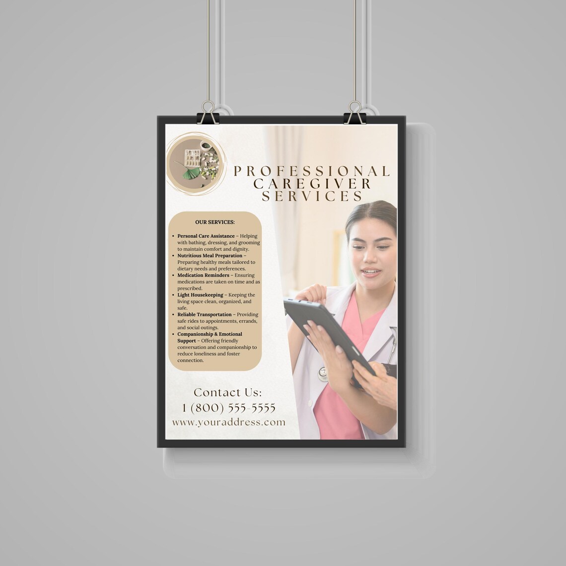 Caregiver Services Flyer, Editable Canva Template, Home Care Business ...
