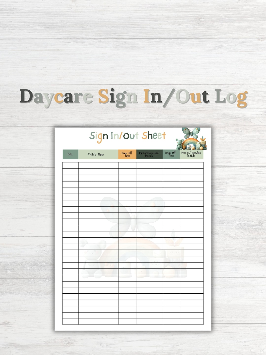 Boho Daycare Sign In/out Sheet, Daycare Business Forms, Sign in Sign ...
