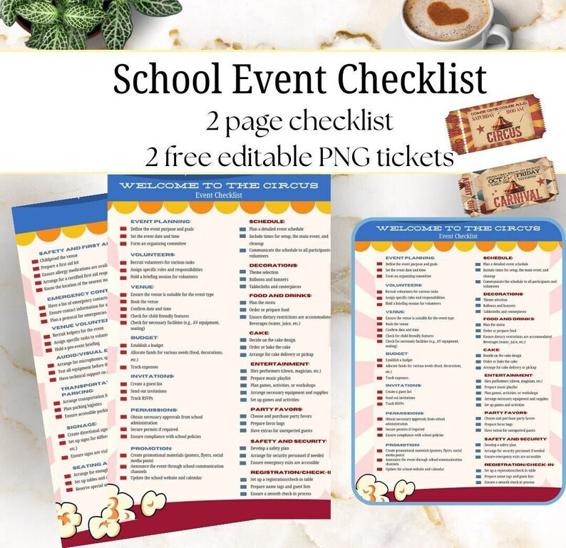 School Event Checklist, School Event Plan, School Event List, Carnival ...