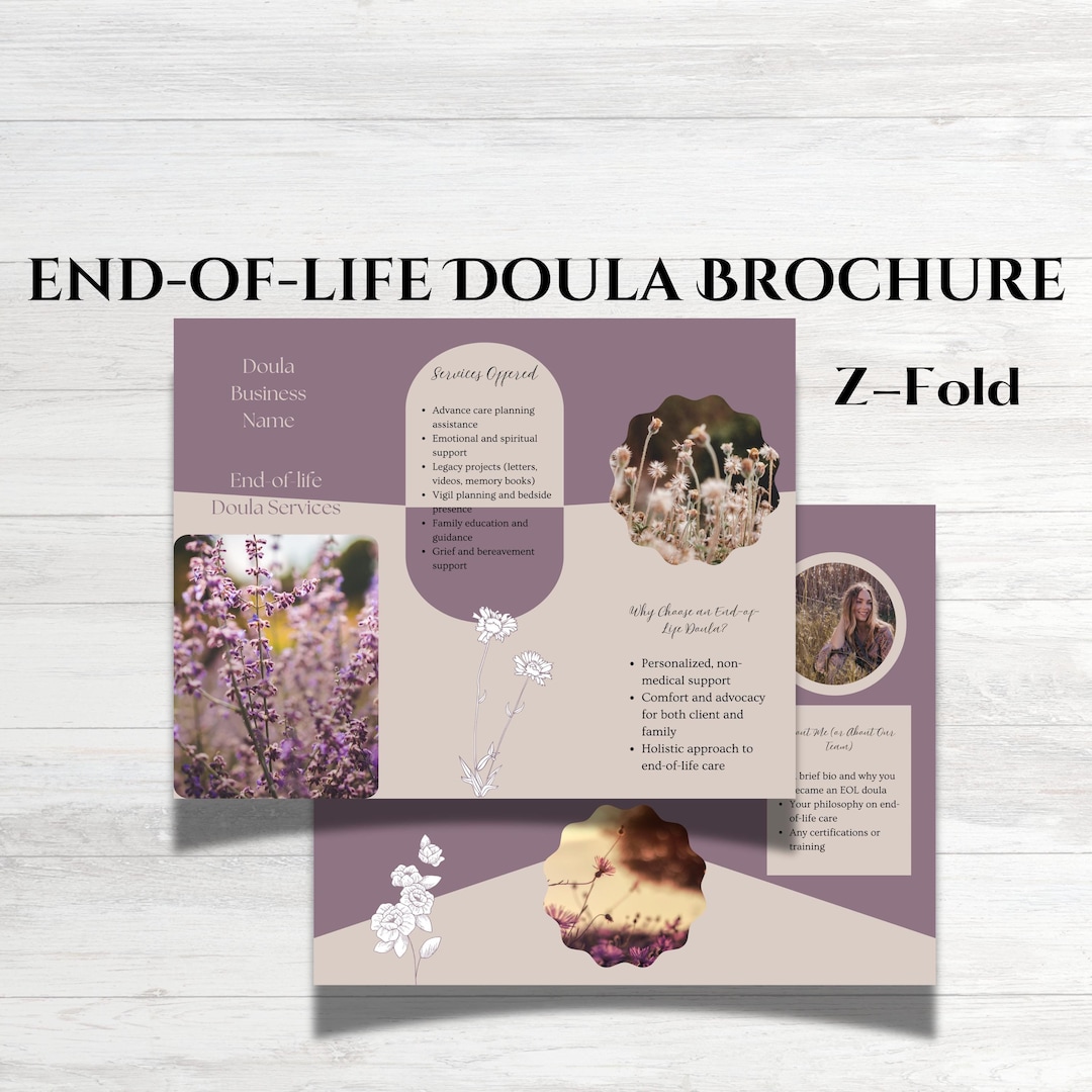 Editable End-of-life Doula Brochure, Death Doula Z-fold Canva Template ...