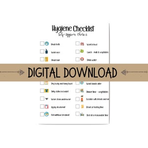 Personal Hygiene Checklist: Daily Chores Worksheet (digital Download ...