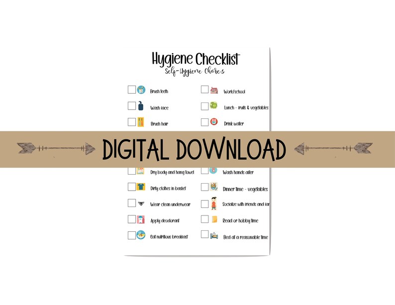 Personal Hygiene Checklist: Daily Chores Worksheet (digital Download ...