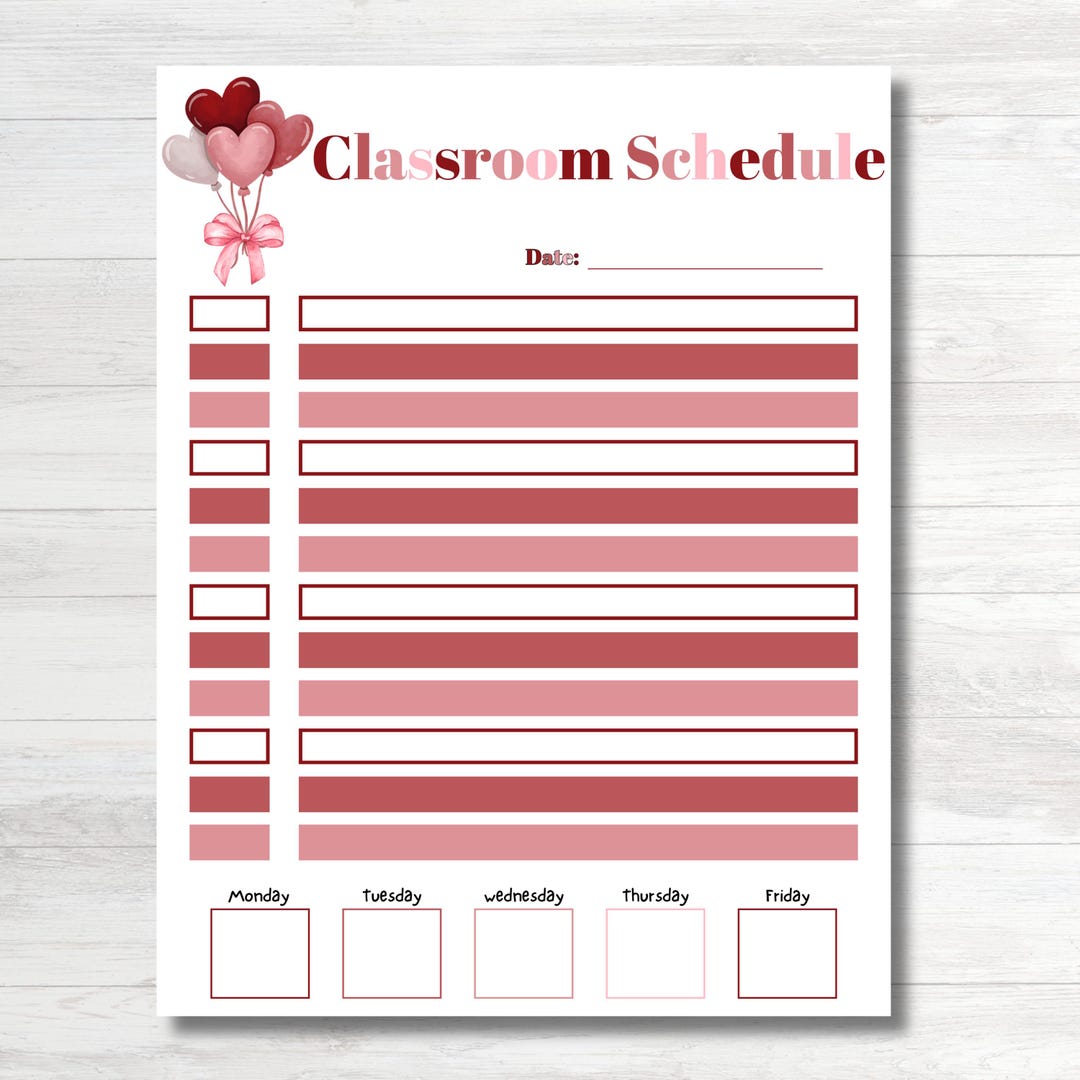 Valentine's Day Classroom Schedule: Coquette Bow Printable (PDF) - Etsy