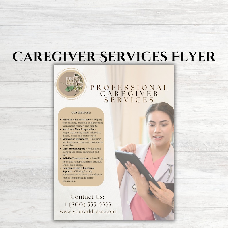 Caregiver Services Flyer, Editable Canva Template, Home Care Business ...