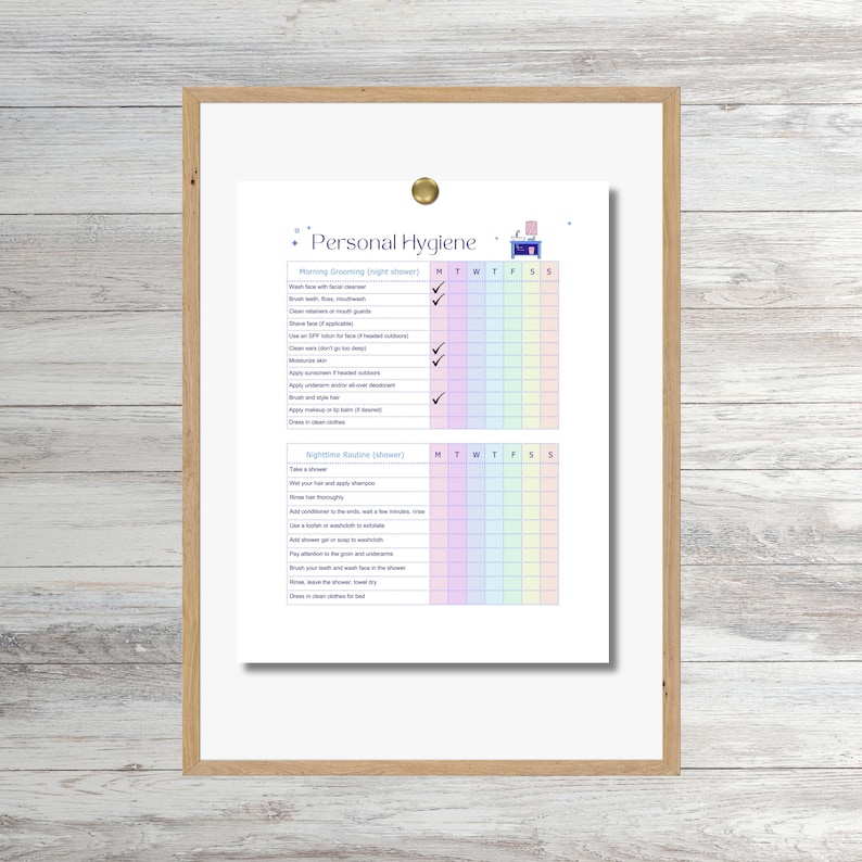 Personal Hygiene Tracker, Hygiene Adult, Hygiene Student, Colorful ...