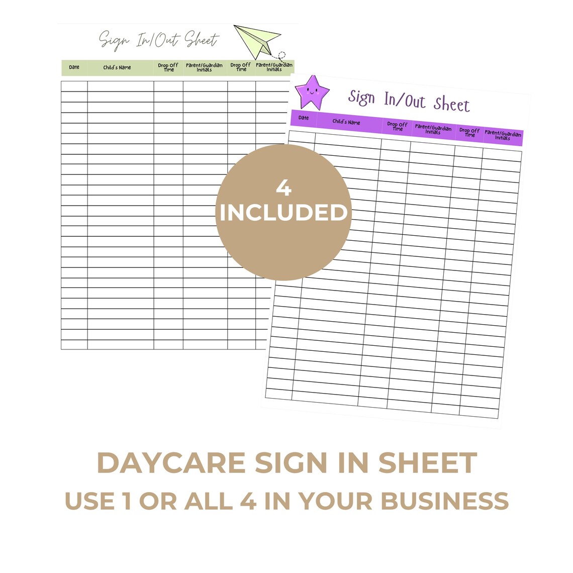 Daycare Sign in Sheet, Sign in Form, Sign in Sheet Daycare, Sign in and ...