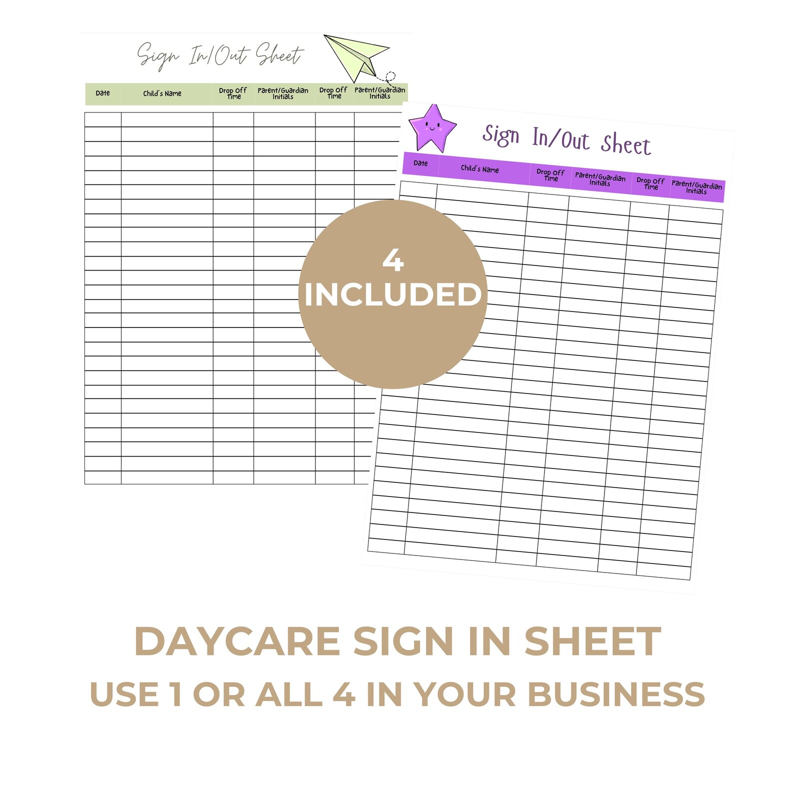 Daycare Sign in Sheet, Sign in Form, Sign in Sheet Daycare, Sign in and ...