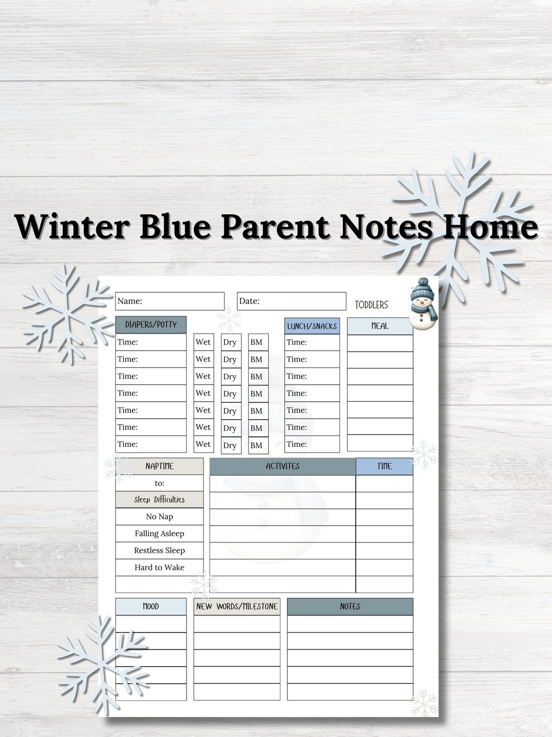 Daycare Parent Note Home, Parent Report Child Care, Toddler Parent ...