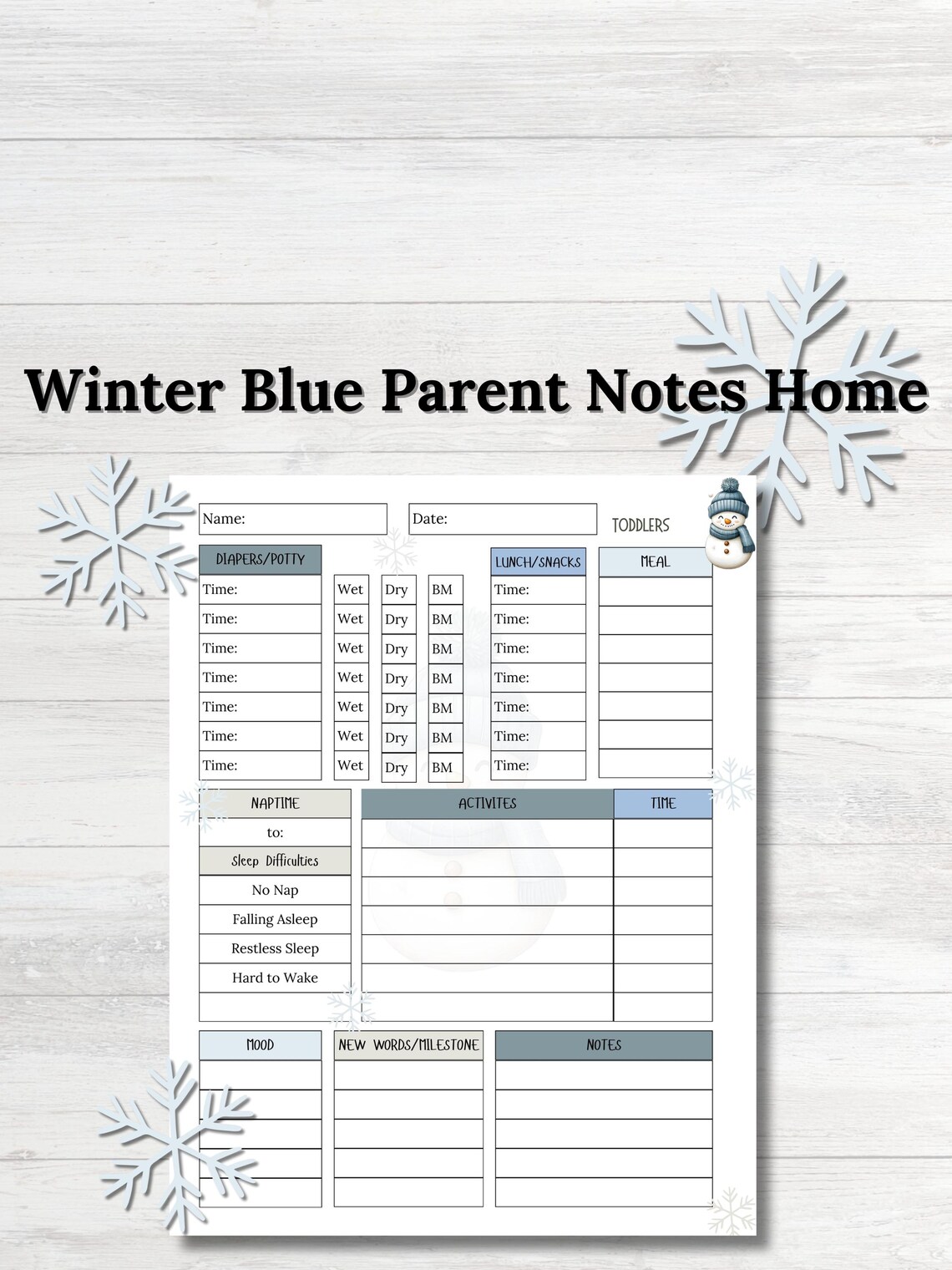 Daycare Parent Note Home, Parent Report Child Care, Toddler Parent ...