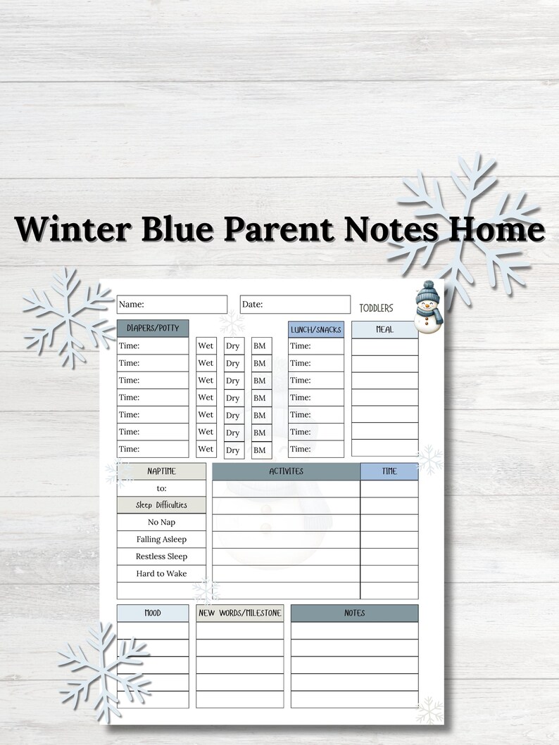 Daycare Parent Note Home, Parent Report Child Care, Toddler Parent ...