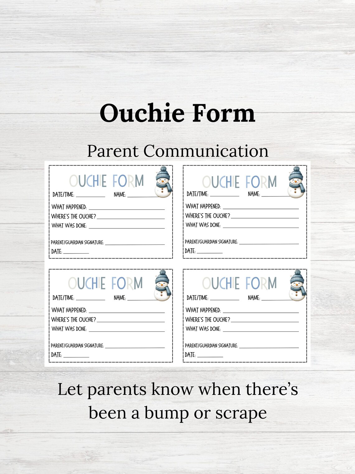 Daycare Note Home, Daycare Note Reminder, Quick Note Home, Ouchie ...
