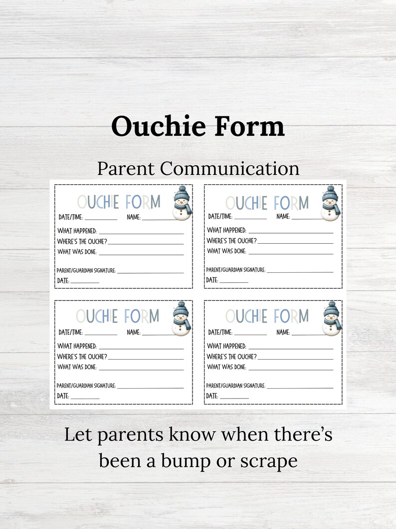 Daycare Note Home, Daycare Note Reminder, Quick Note Home, Ouchie ...