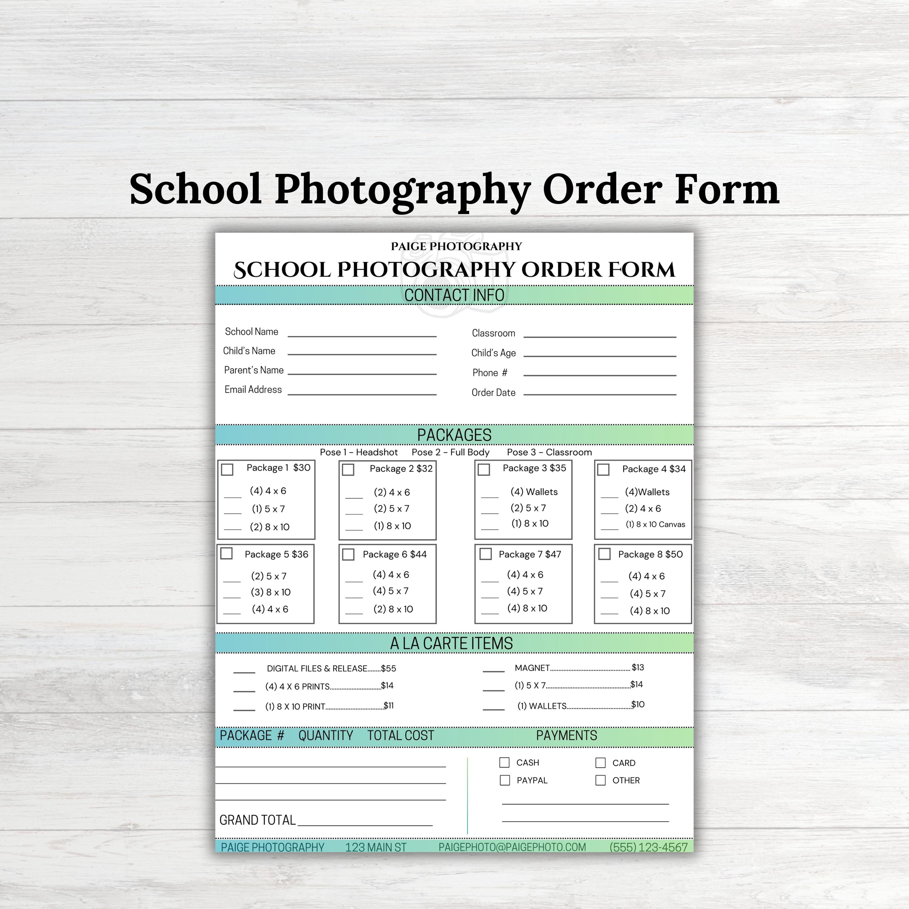 Editable School Picture Day Order Form Template (PDF Download) - Etsy