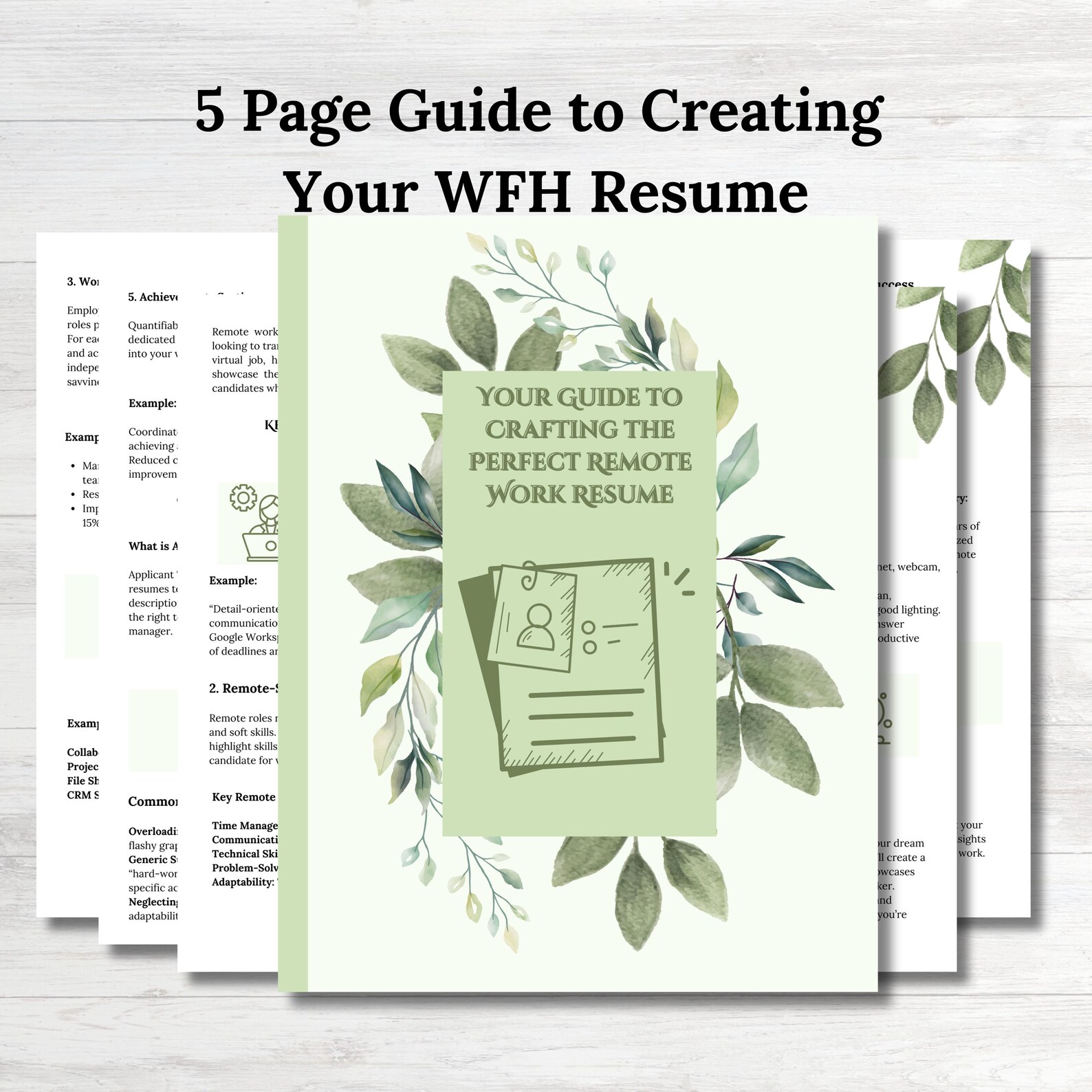 Work From Home Resume, WFH Resume, Resume Template, CV Template & Guide ...