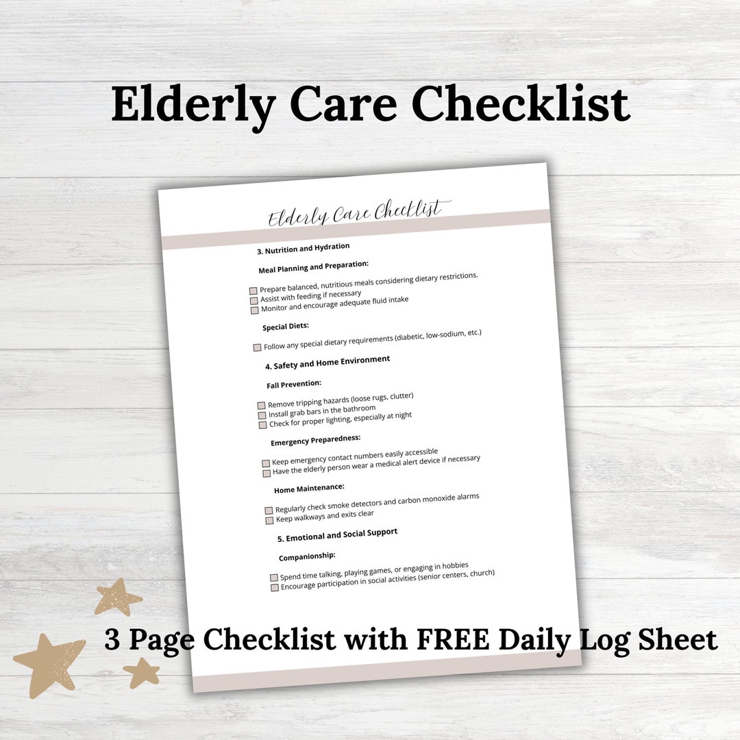 Senior Care Templates, Daily Care Log, Caregiver Checklist, Elderly ...