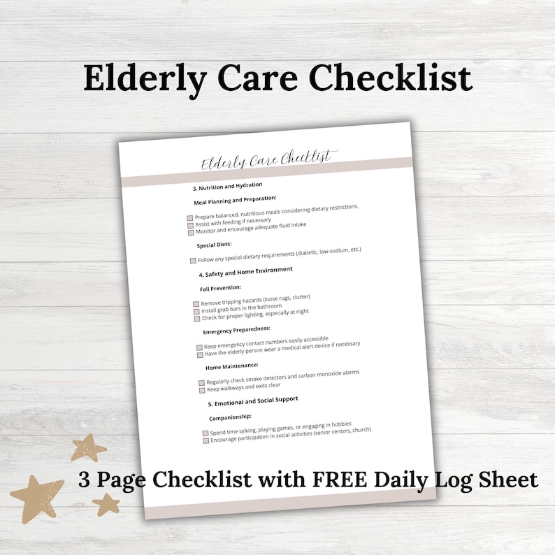 Senior Care Templates, Daily Care Log, Caregiver Checklist, Elderly ...