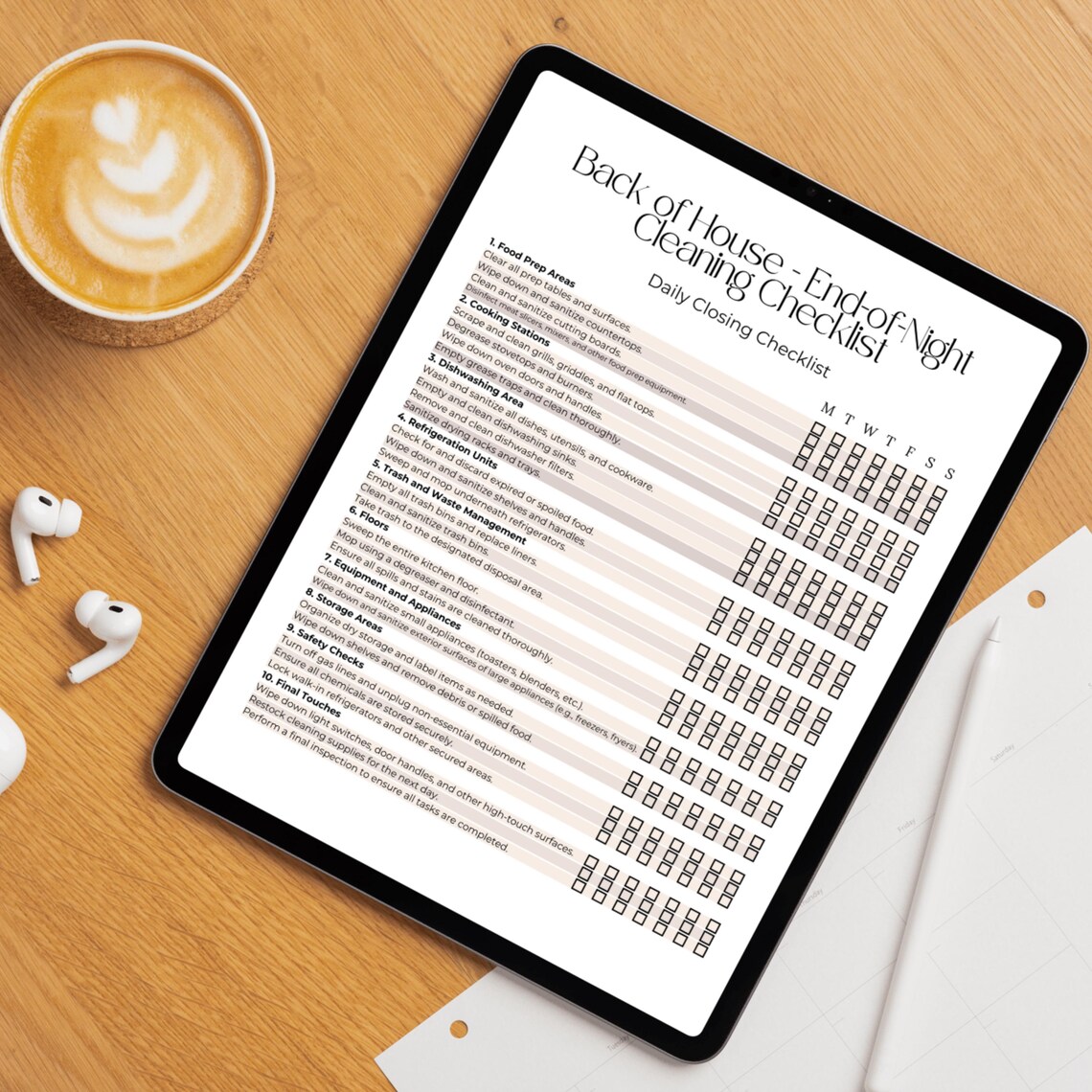 Back of House Cleaning Checklist, Restaurant Kitchen Cleaning, Nightly ...
