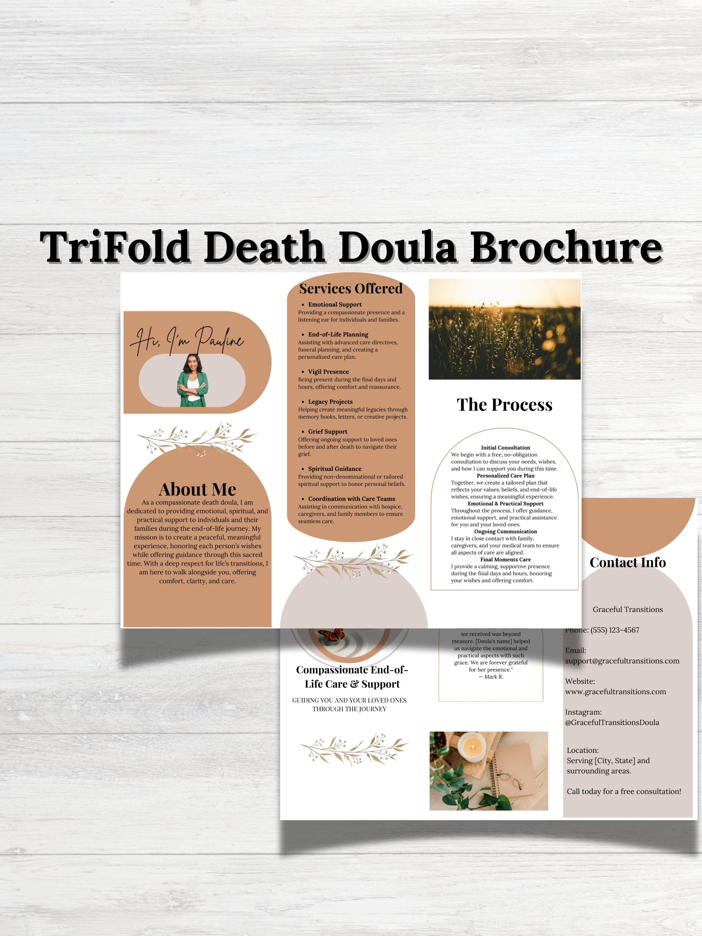 Death Doula Brochure, Editable Canva Template, End-of-life Doula ...