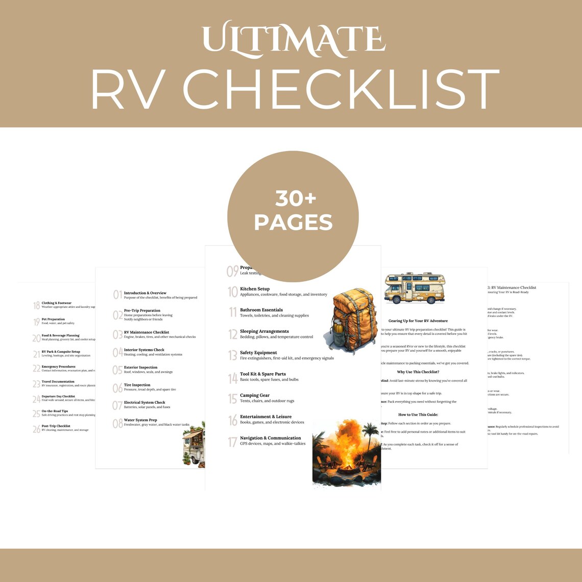 RV Travel Checklist, Ultimate RV Checklist, Camper Van Checklist ...