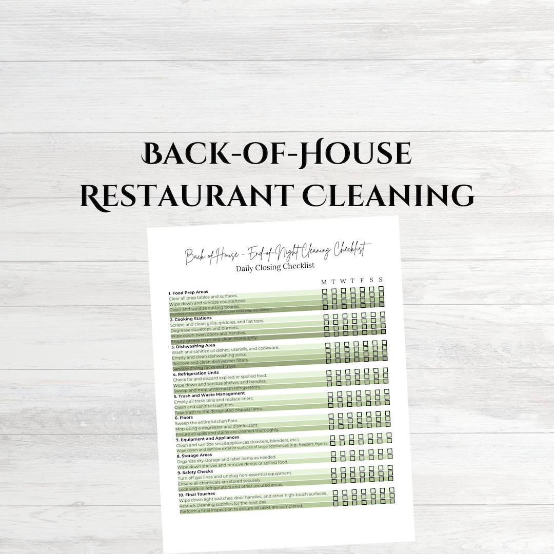 Restaurant Cleaning Checklist, Daily Kitchen Cleaning Schedule ...