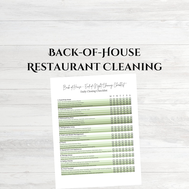Restaurant Cleaning Checklist, Daily Kitchen Cleaning Schedule ...